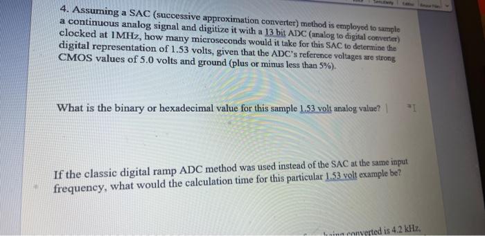 Solved 4. Assuming a SAC (successive approximation | Chegg.com