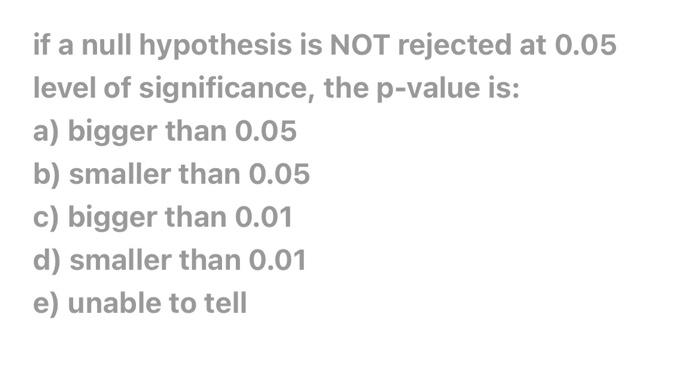 Solved if a null hypothesis is NOT rejected at 0.05 level of | Chegg.com