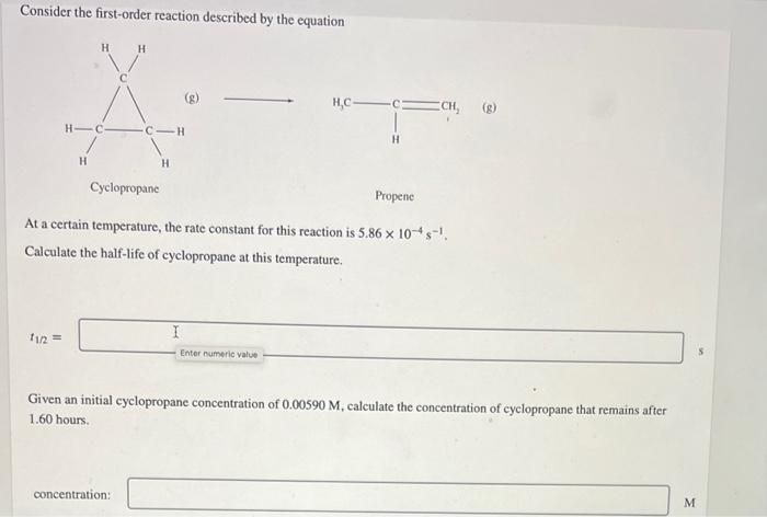 Solved Consider the first-order reaction described by the | Chegg.com