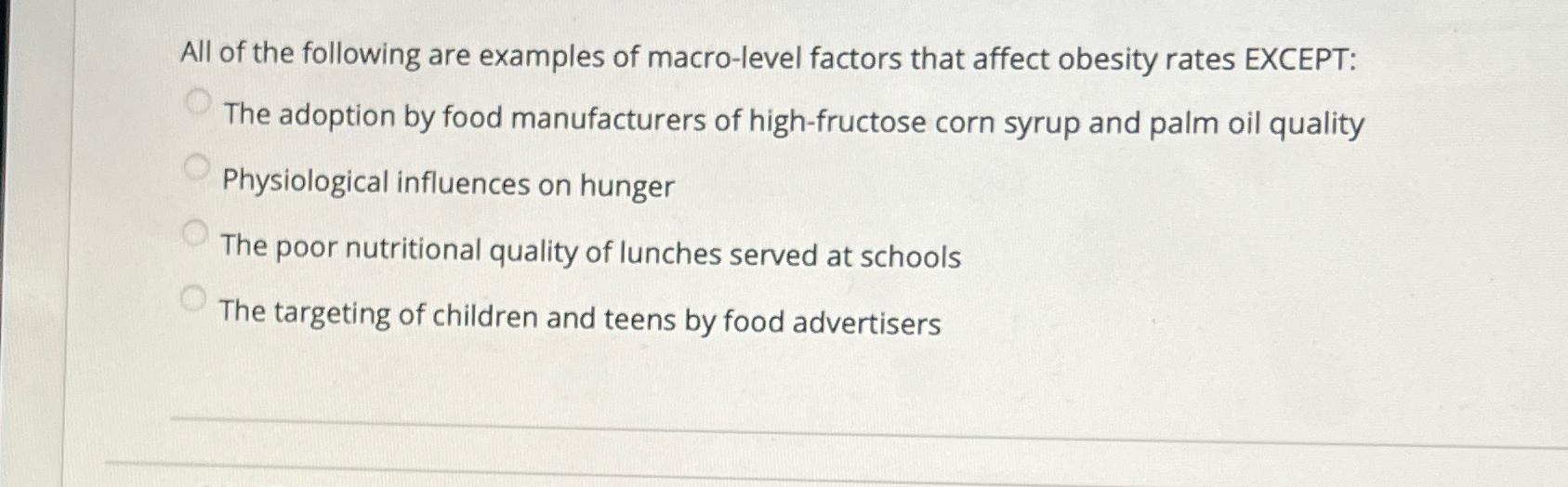 Solved All of the following are examples of macro-level | Chegg.com