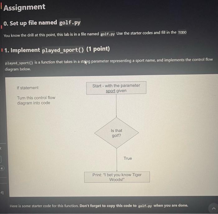 Solved Assignment 0. Set up file named golf.py Vou know the | Chegg.com