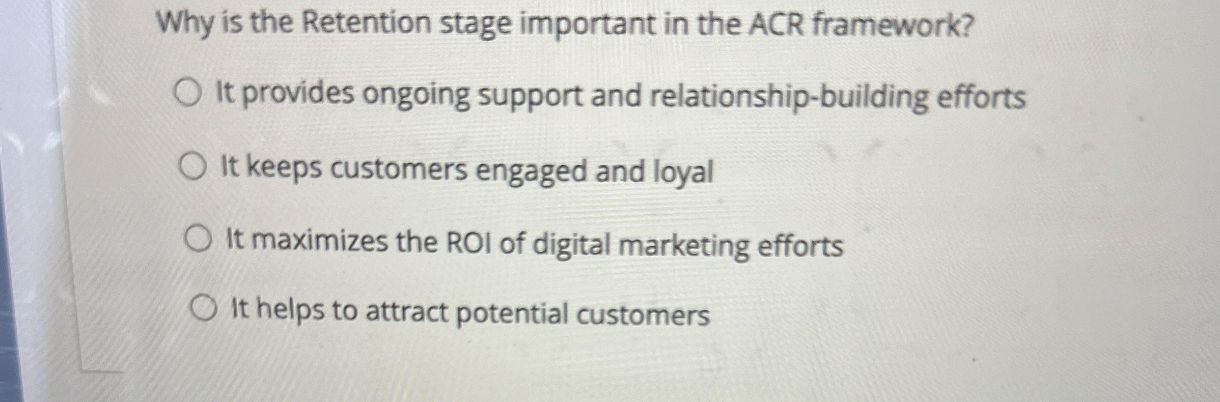 Solved Why is the Retention stage important in the ACR | Chegg.com
