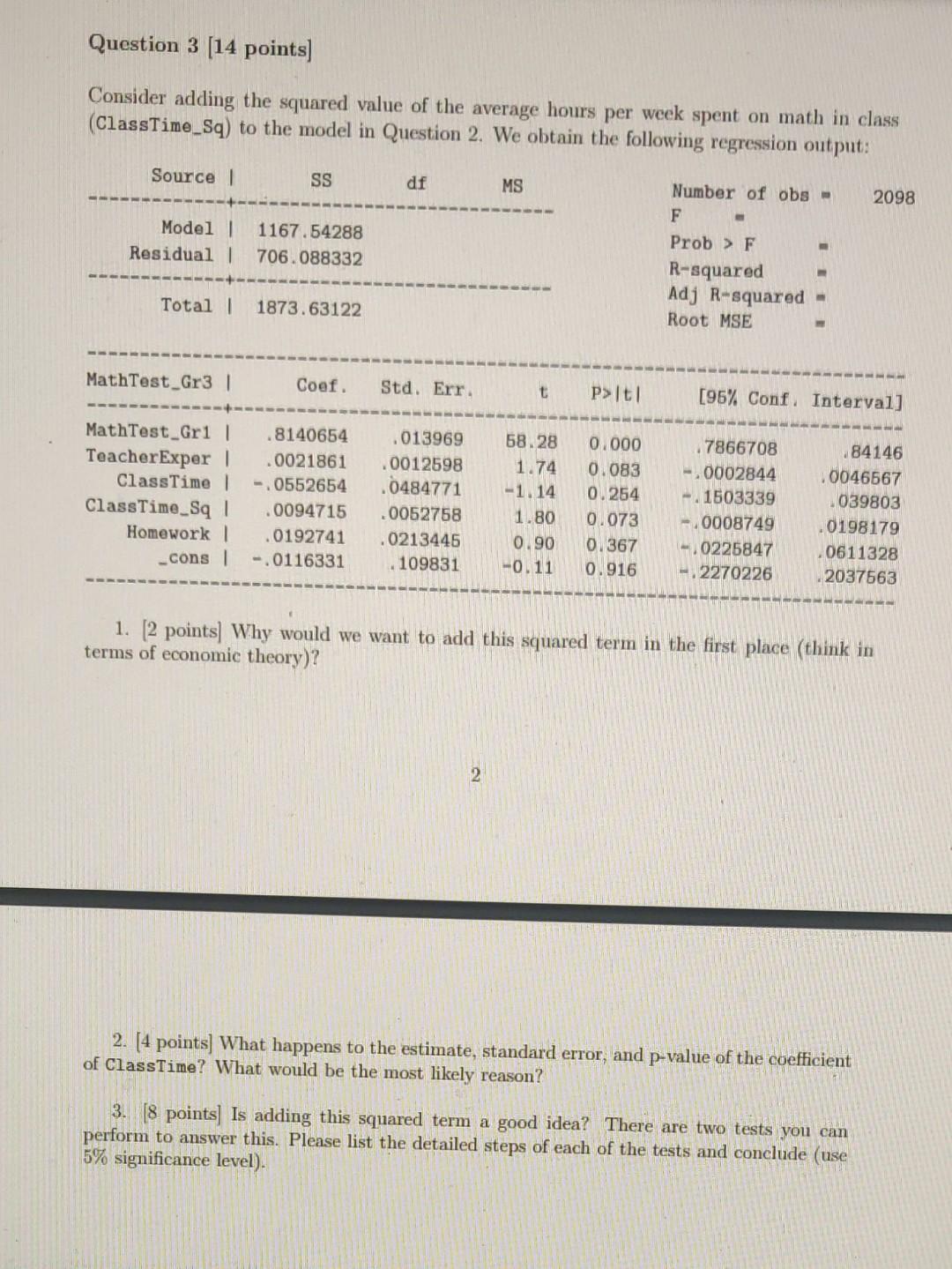 Solved Question 3 (14 points) Consider adding the squared | Chegg.com