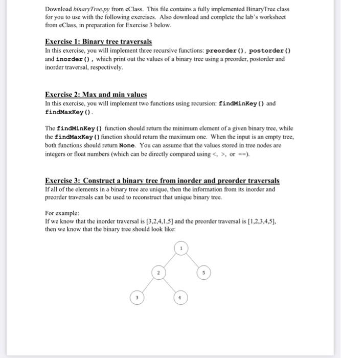 Solved Download binaryTree.py from eClass. This file | Chegg.com