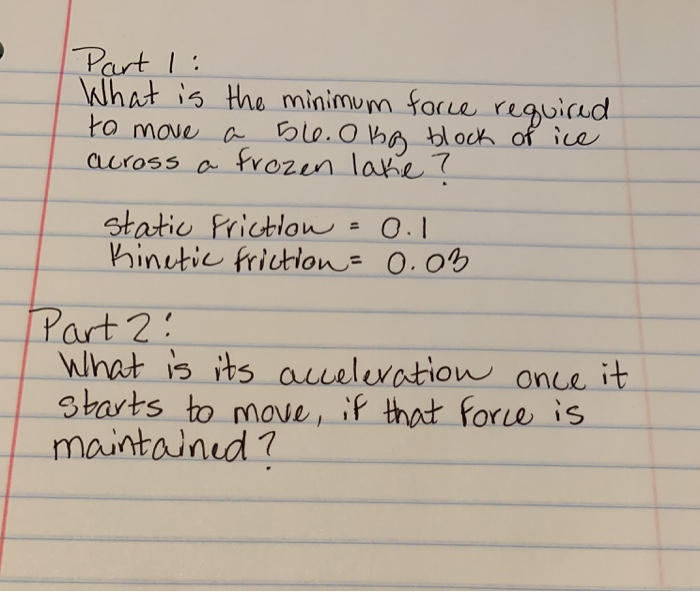 Solved Part I: What is the minimum force required to move a | Chegg.com