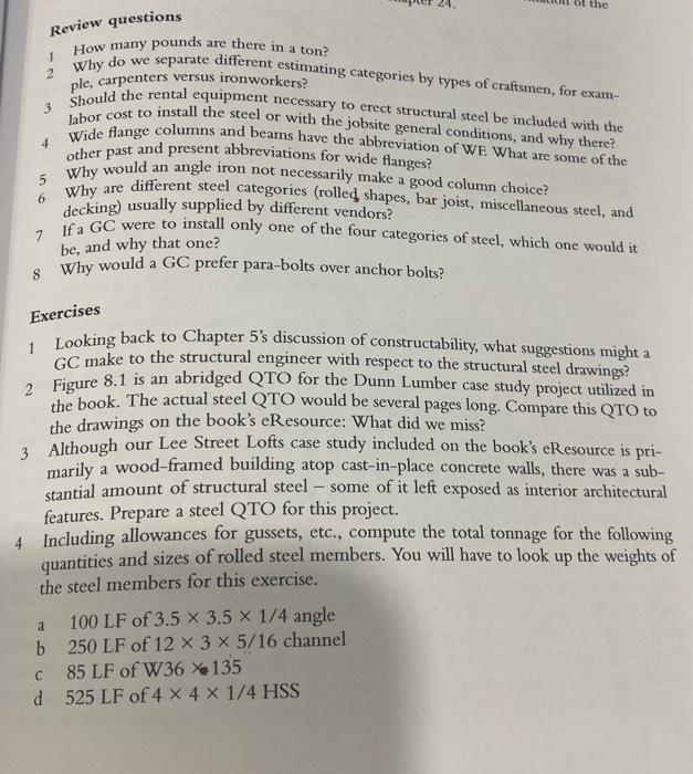 Solved 8 Structural steelReview questions 1 How many pounds | Chegg.com