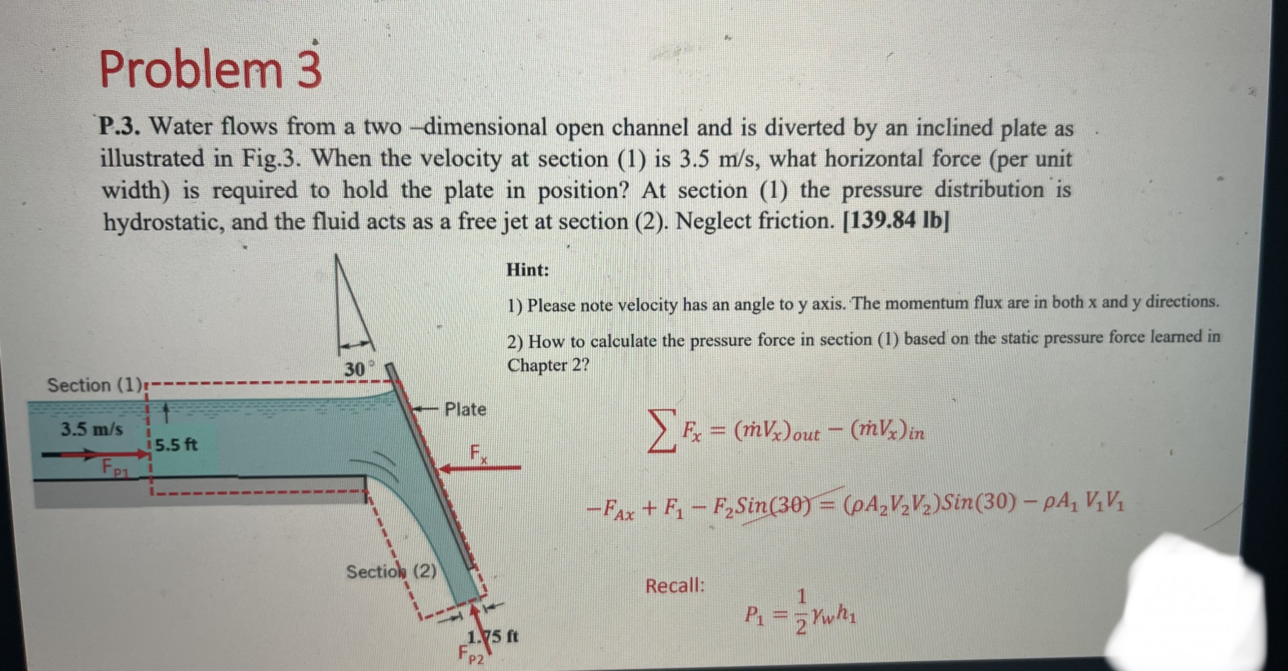 Solved Problem 3P.3. ﻿Water flows from a two -dimensional | Chegg.com