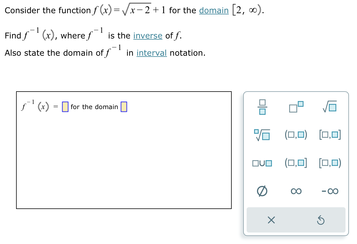 Solved Consider the function f(x)=x-22+1 ﻿for the domain | Chegg.com