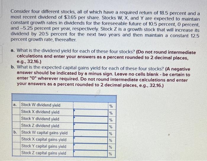 Solved Consider four different stocks, all of which have a | Chegg.com