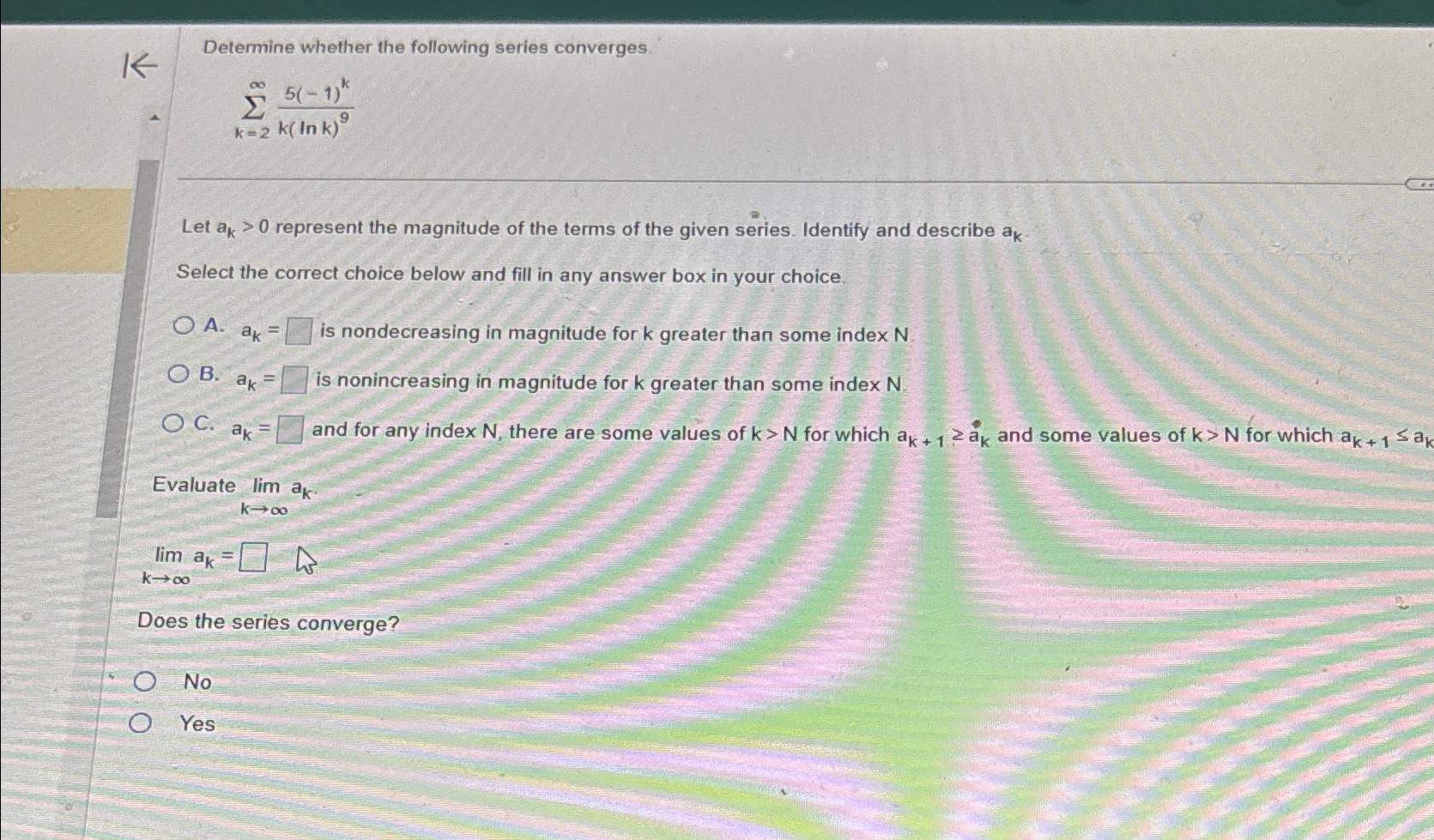 Solved Determine whether the following series | Chegg.com