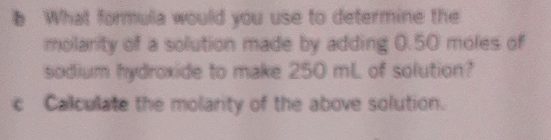 Solved bhat formula would you use to determine the molarity | Chegg.com
