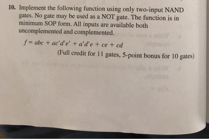 Solved 10 Implement The Following Function Using Only 5033