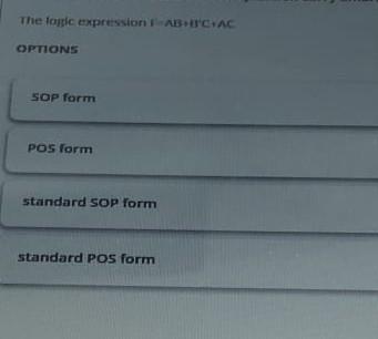 Solved The forsic expression I in AB 1 C C+AC oPTIONS sop | Chegg.com