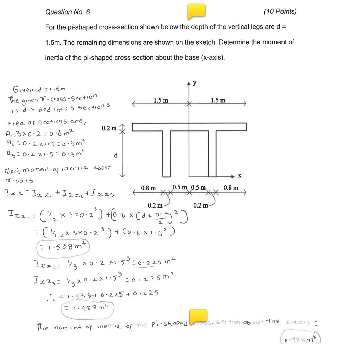 Solved Question No. 6(10 ﻿Points)For the pi-shaped | Chegg.com