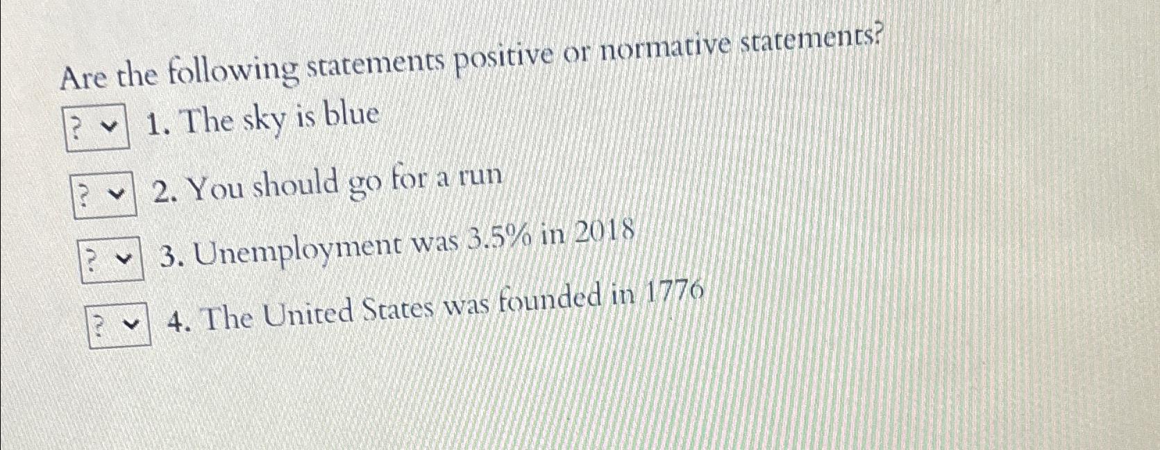 Solved Are the following statements positive or normative | Chegg.com