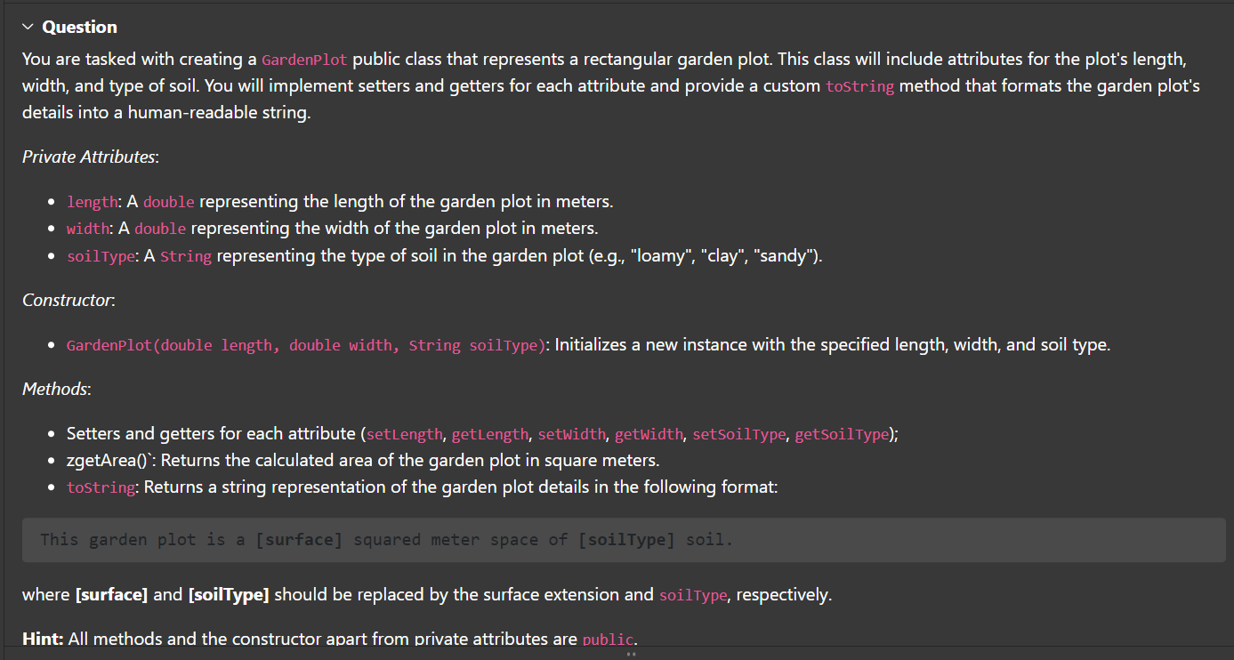 In Java : You are tasked with creating a GardenPlot | Chegg.com