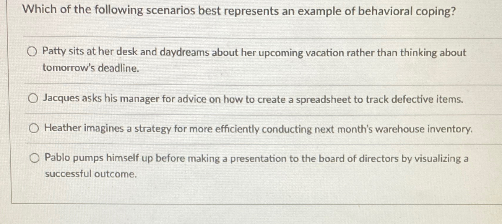 Solved Which of the following scenarios best represents an | Chegg.com