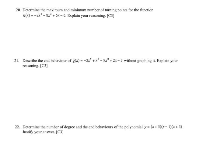 Solved 20. Determine the maximum and minimum number of | Chegg.com