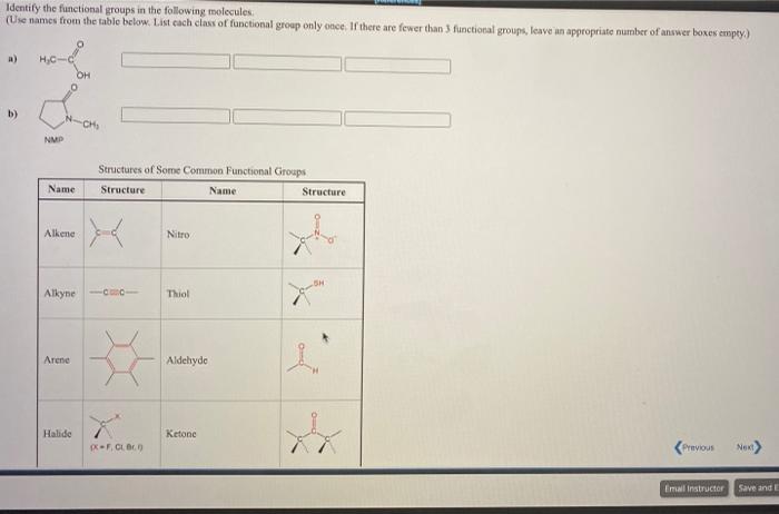 Solved Identify the functional groups in the following | Chegg.com