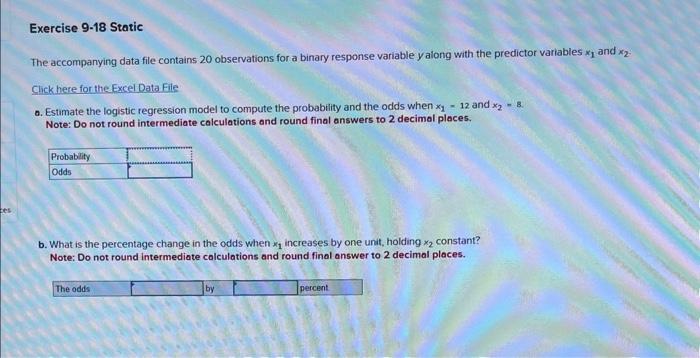Solved The accompanying data file contains 20 observations | Chegg.com