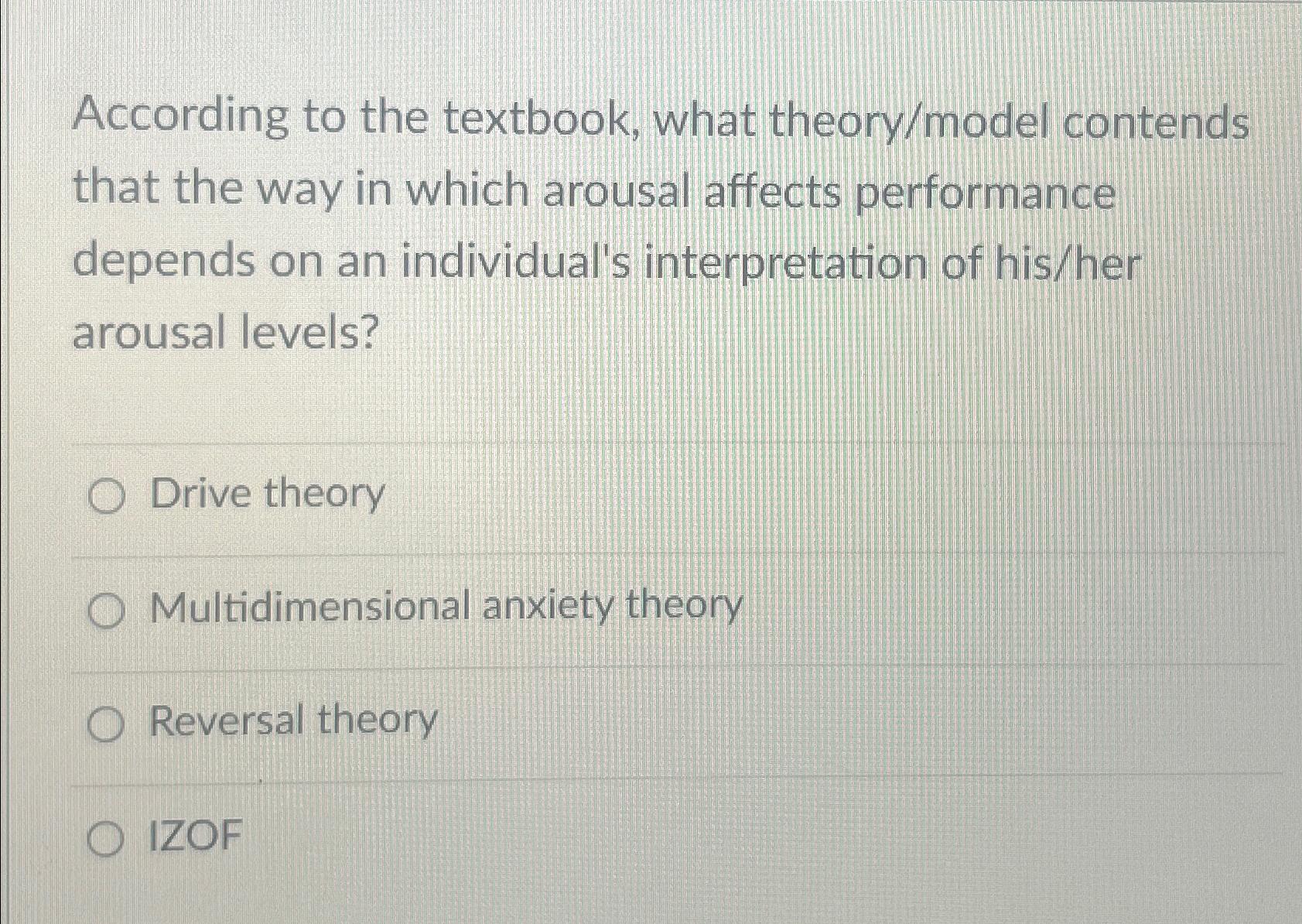 Solved According to the textbook, what theory/model contends | Chegg.com