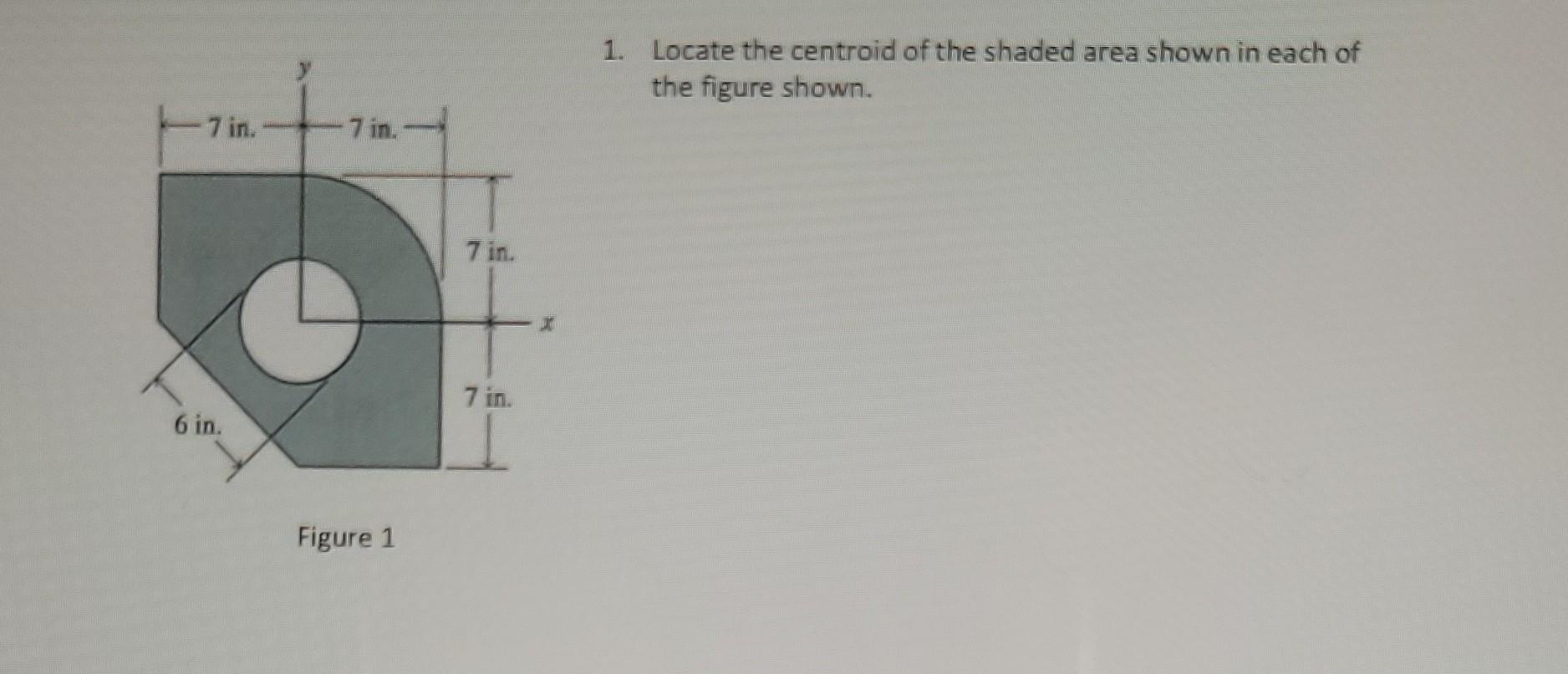 Solved 1. Locate the centroid of the shaded area shown in | Chegg.com