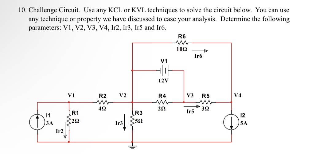 Solved Challenge Circuit. Use any KCL or KVL techniques to | Chegg.com