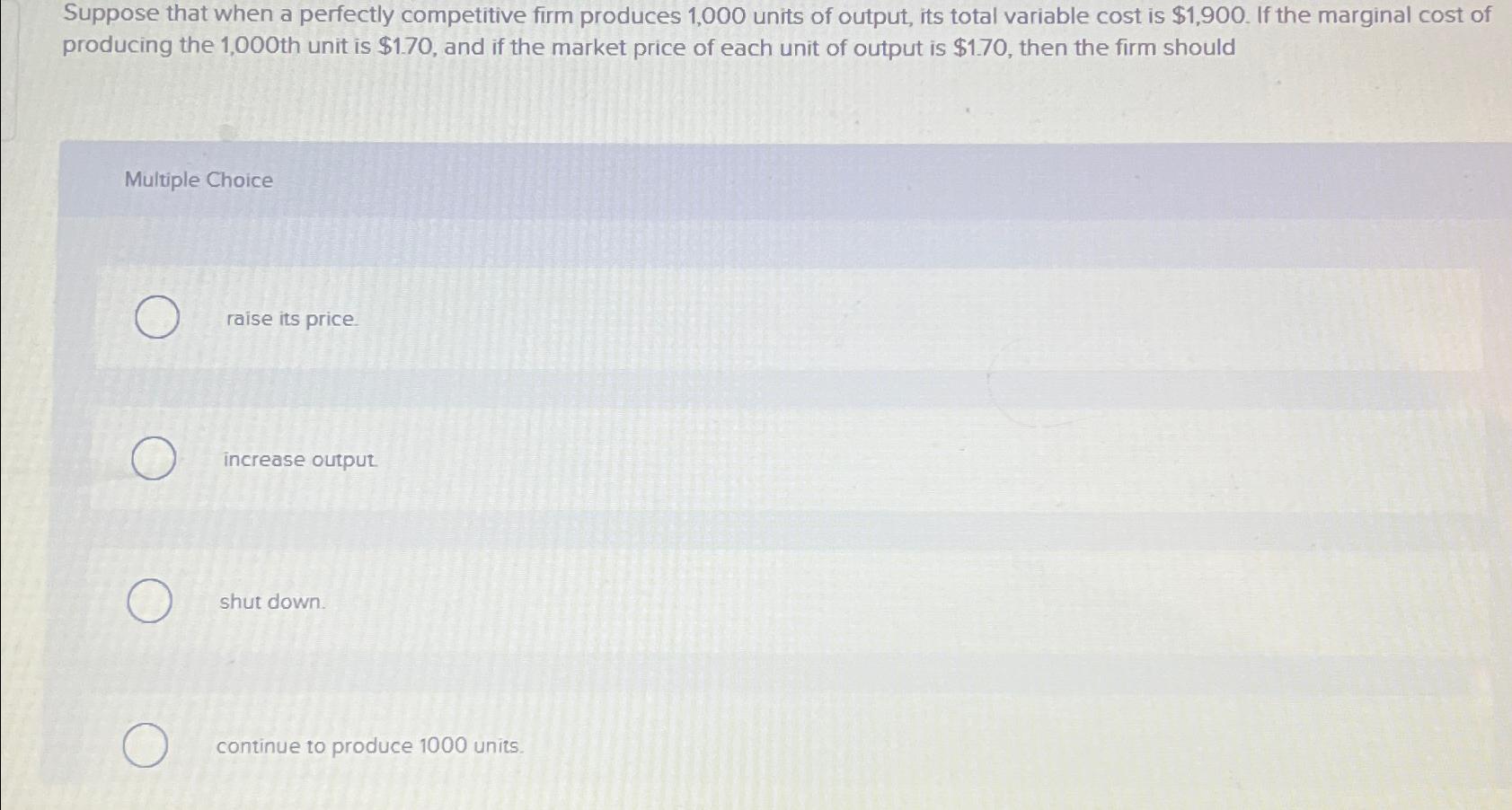 Solved Suppose that when a perfectly competitive firm | Chegg.com