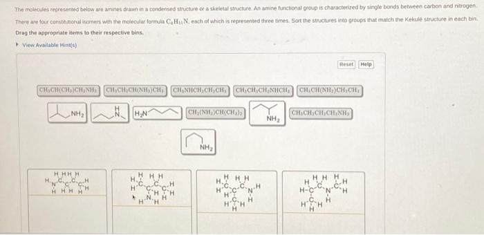 Solved The molecules represented below are amines drawn in a | Chegg.com