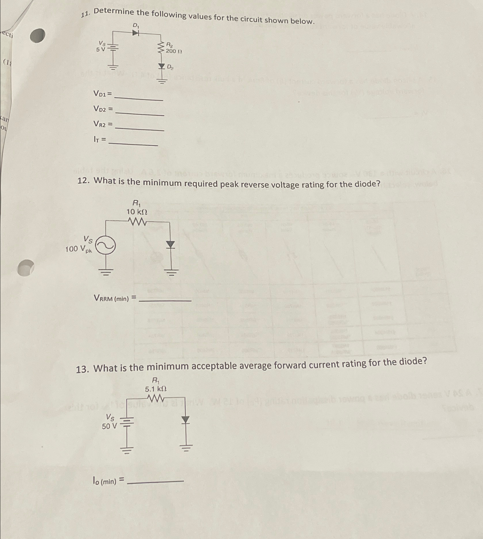 Solved Determine the following values for the circuit shown | Chegg.com