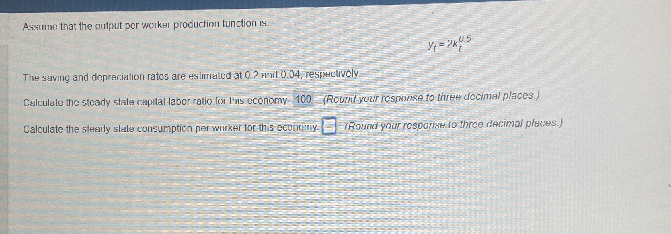 Solved Assume that the output per worker production function | Chegg.com