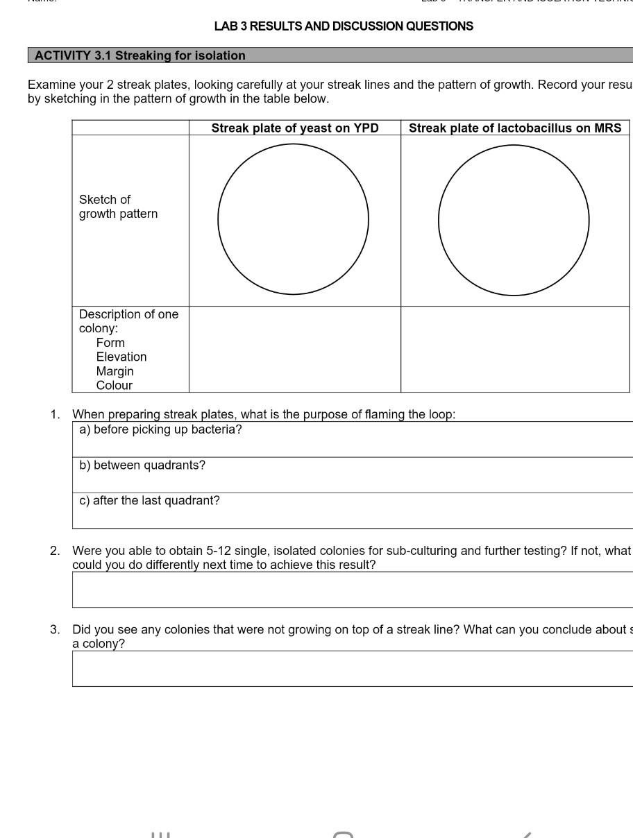 Solved LAB 3 RESULTS AND DISCUSSION QUESTIONS ACTIVITY 3.1 | Chegg.com