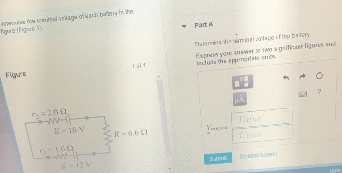Solved Determine the terminal voltage of each battery in the | Chegg.com