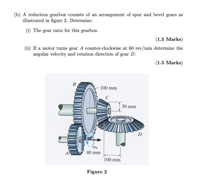 Solved (b) A reduction gearbox consists of an arrangement of | Chegg.com