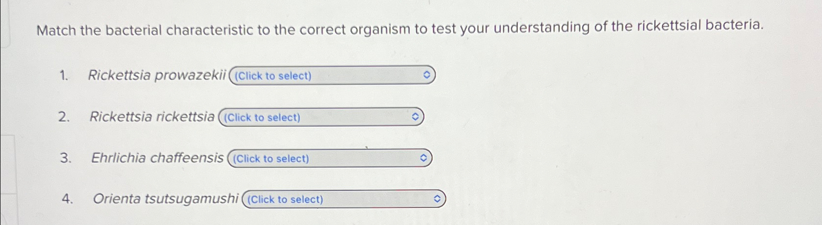 Solved Match the bacterial characteristic to the correct | Chegg.com