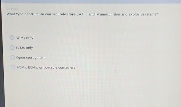 Solved What type of structure can securely store CAT III and | Chegg.com