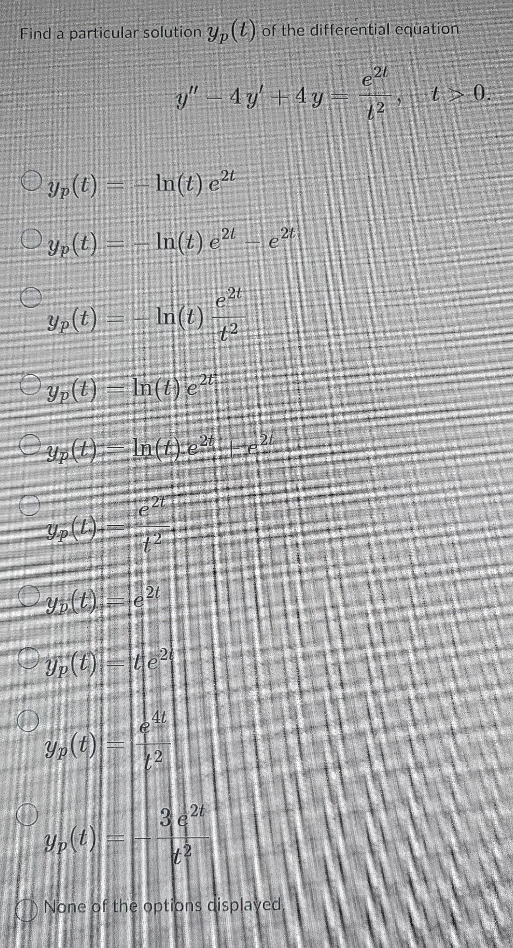 Solved Find a particular solution yp(t) of the differential | Chegg.com