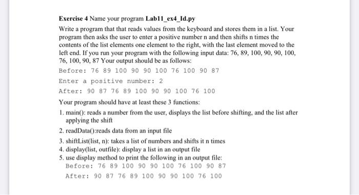 Solved Exercise 4 Name your program Lab11_ex4_Id.py Write a | Chegg.com