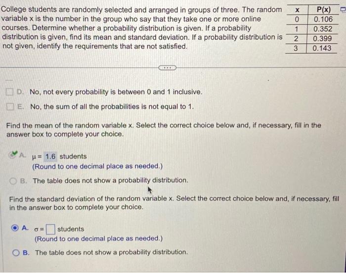 Solved College students are randomly selected and arranged | Chegg.com