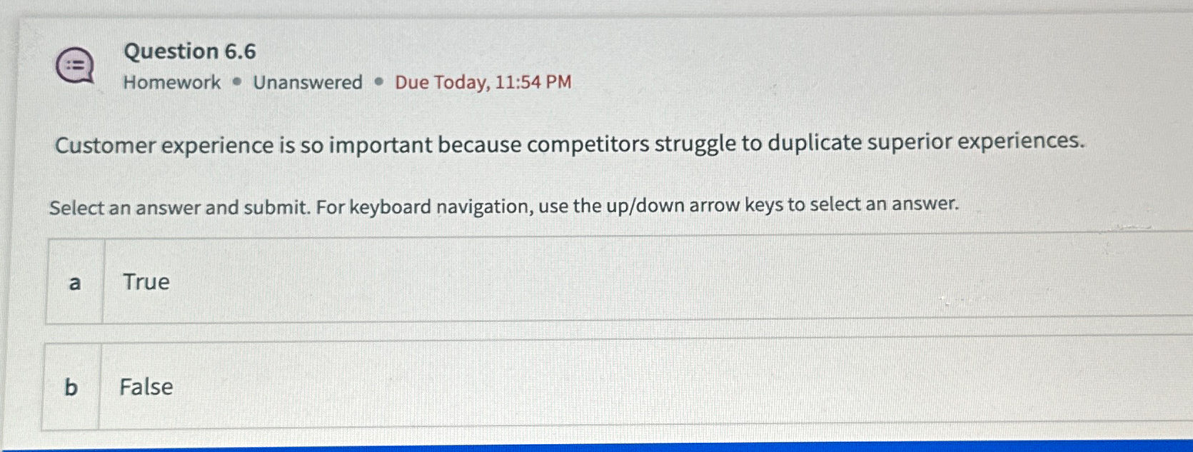 Solved Question 6.6Homework * ﻿Unanswered * ﻿Due Today, | Chegg.com