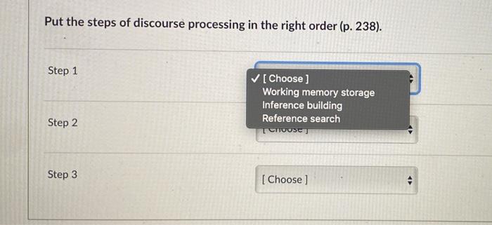 Solved Put the steps of discourse processing in the right | Chegg.com