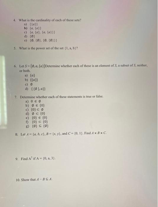 Solved 1. Choose the correct answer 1) Suppose that A is the | Chegg.com