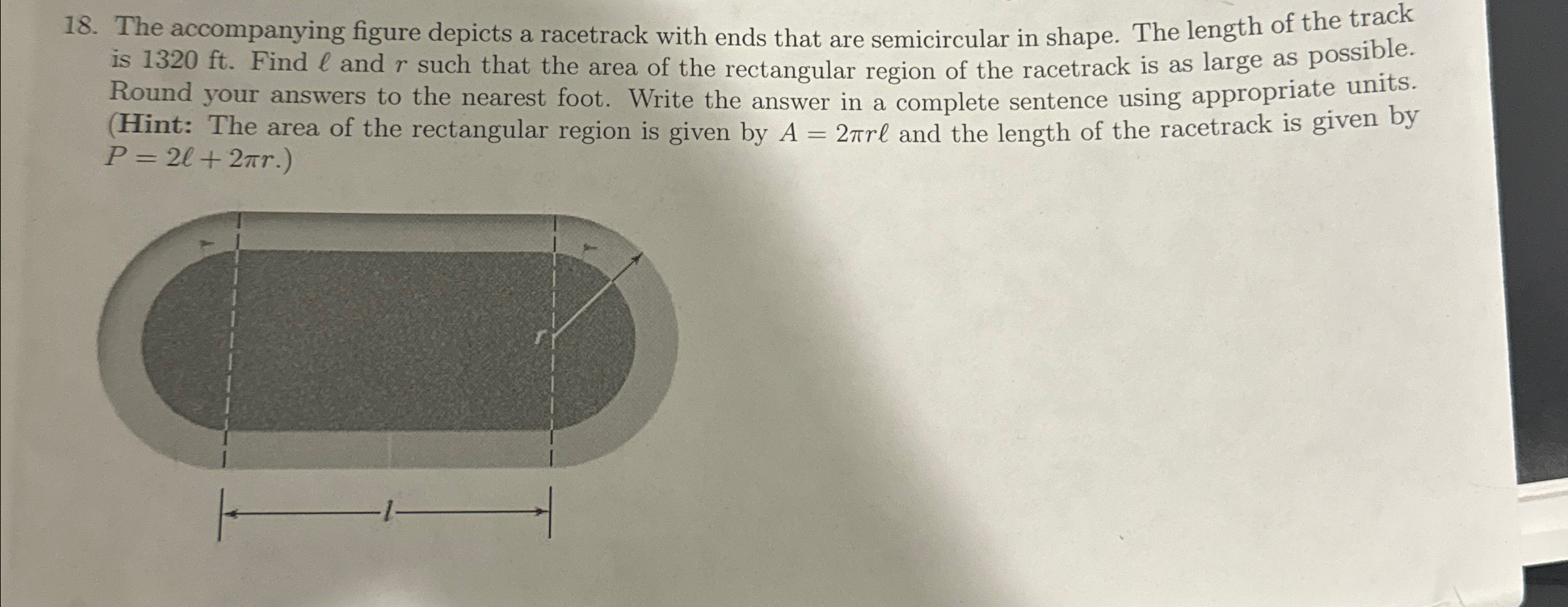 Solved The accompanying figure depicts a racetrack with ends | Chegg.com
