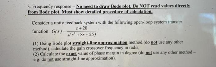 Solved 3. Frequency response - No need to draw Bode plot. Do | Chegg.com