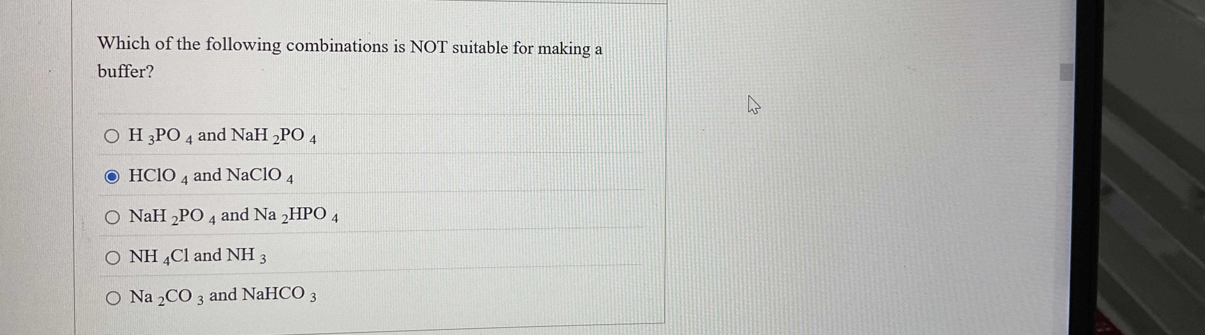 Solved Which of the following combinations is NOT suitable | Chegg.com