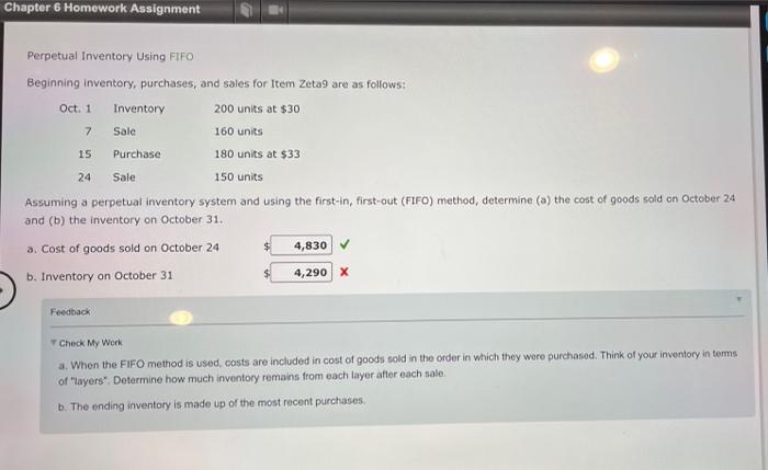 Solved Chapter 6 Homework Assignment Perpetual Inventory | Chegg.com