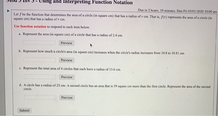 Solved VAUU J V J - Using and Interpreting Function Notation | Chegg.com