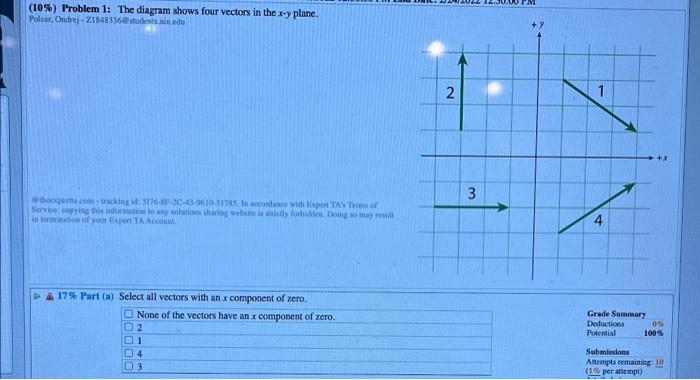 Solved (10%) Problem 1: The diagram shows four vectors in | Chegg.com