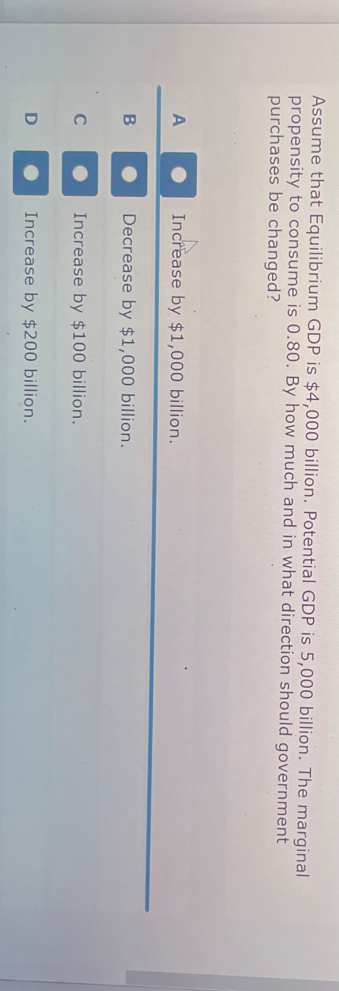 Solved Assume that Equilibrium GDP is $4,000 ﻿billion. | Chegg.com