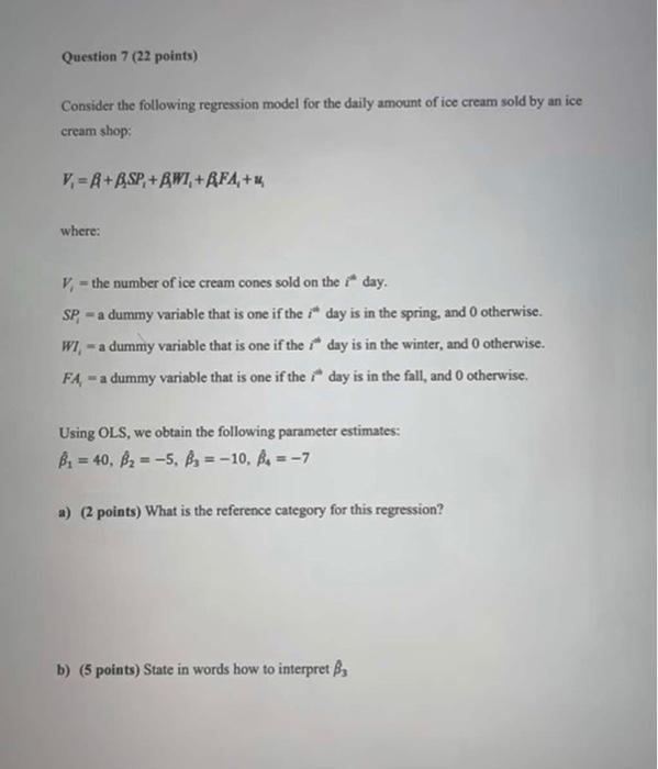 Solved Question 7 (22 points) Consider the following | Chegg.com